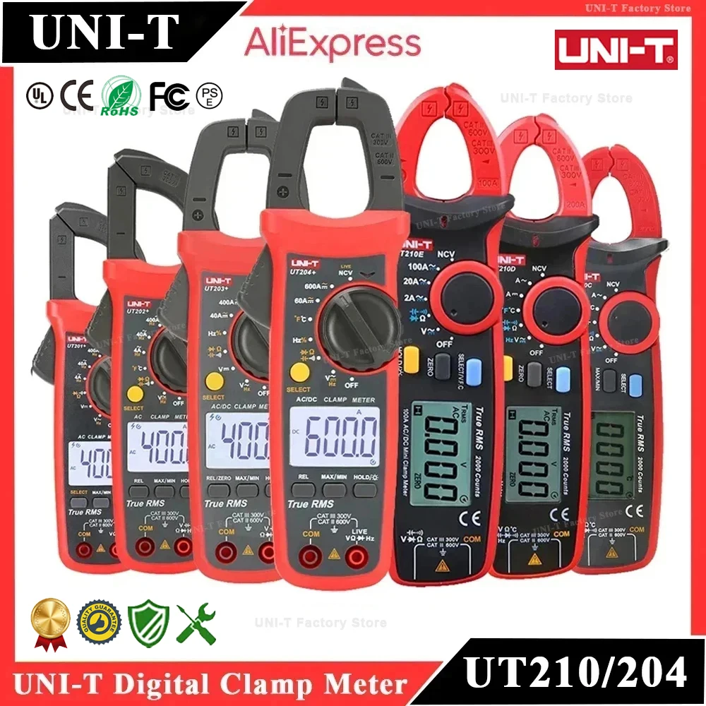 UNI-T-UT210E-UT210D-UT202A-UT204-Plus-Clamp-Meter-AC-DC-Pliers-Ammeter ...