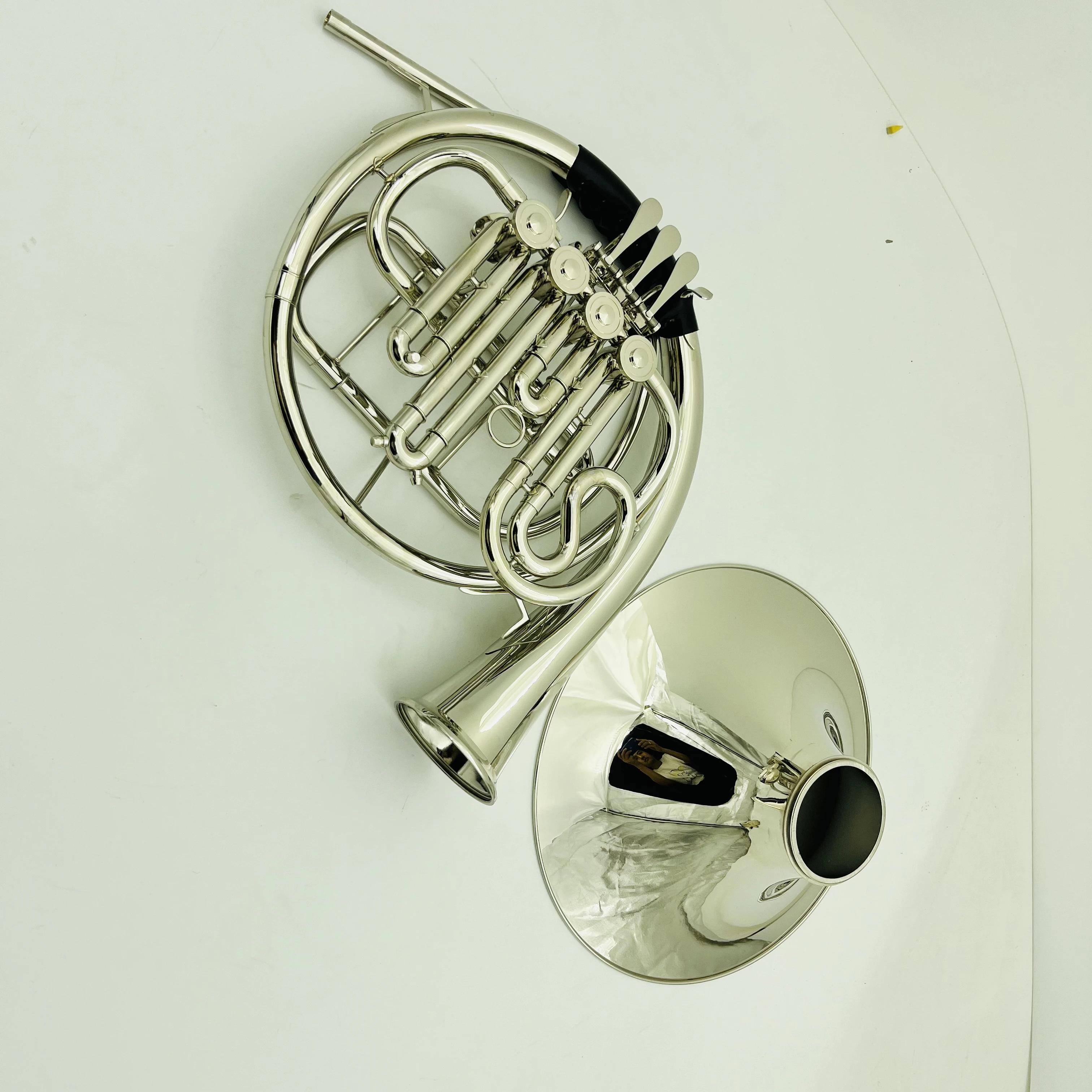 Single-Row-French-Horn-com-bocal-4-chave-B-F-niquelado-instrumento ...