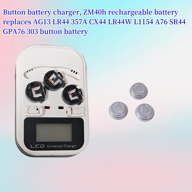 3PCS * ZH40H rechargeable button cell+charger set can replace AG13 LR44 ...