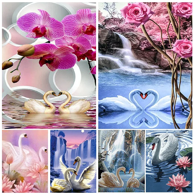Schwan-5d-Diamant-Malerei-Kits-herzf-rmige-Tier-volle-quadratische ...