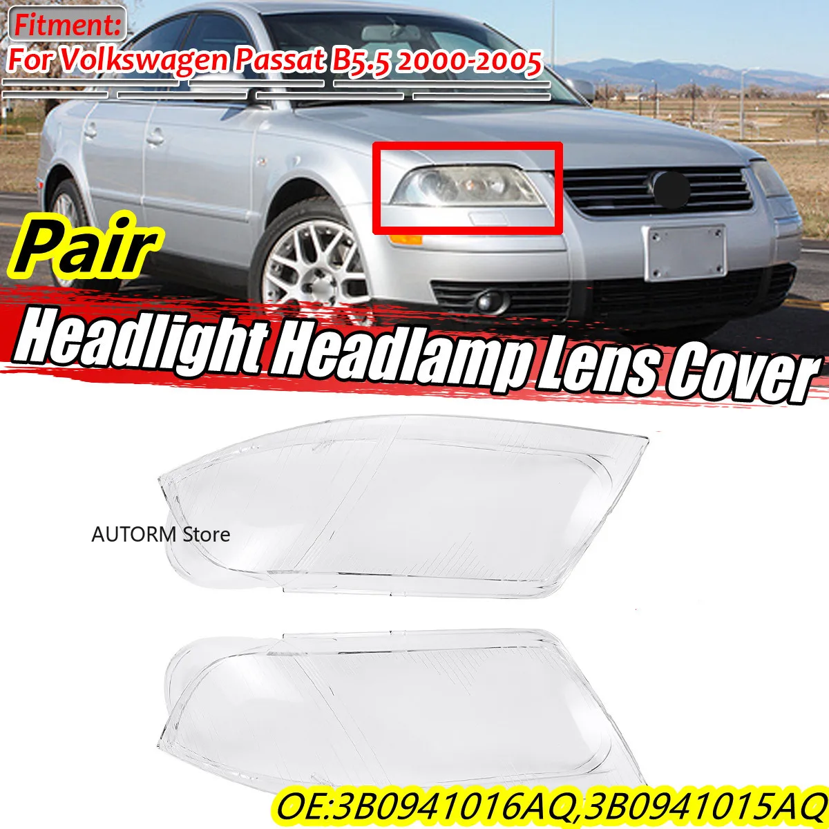 Pair Front Headlamp Cover Headlight Shell Transparent Lampshade Lens ...