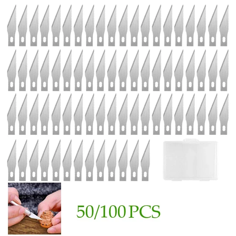 50-100Pcs-Blades-Stainless-Steel-Engraving-Knife-Blades-Metal-Blade ...