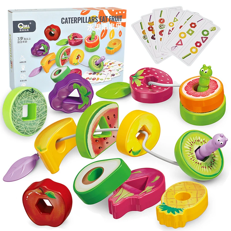Fruit Shape Montessori Threading Toys for Children Geometric Cognitive ...