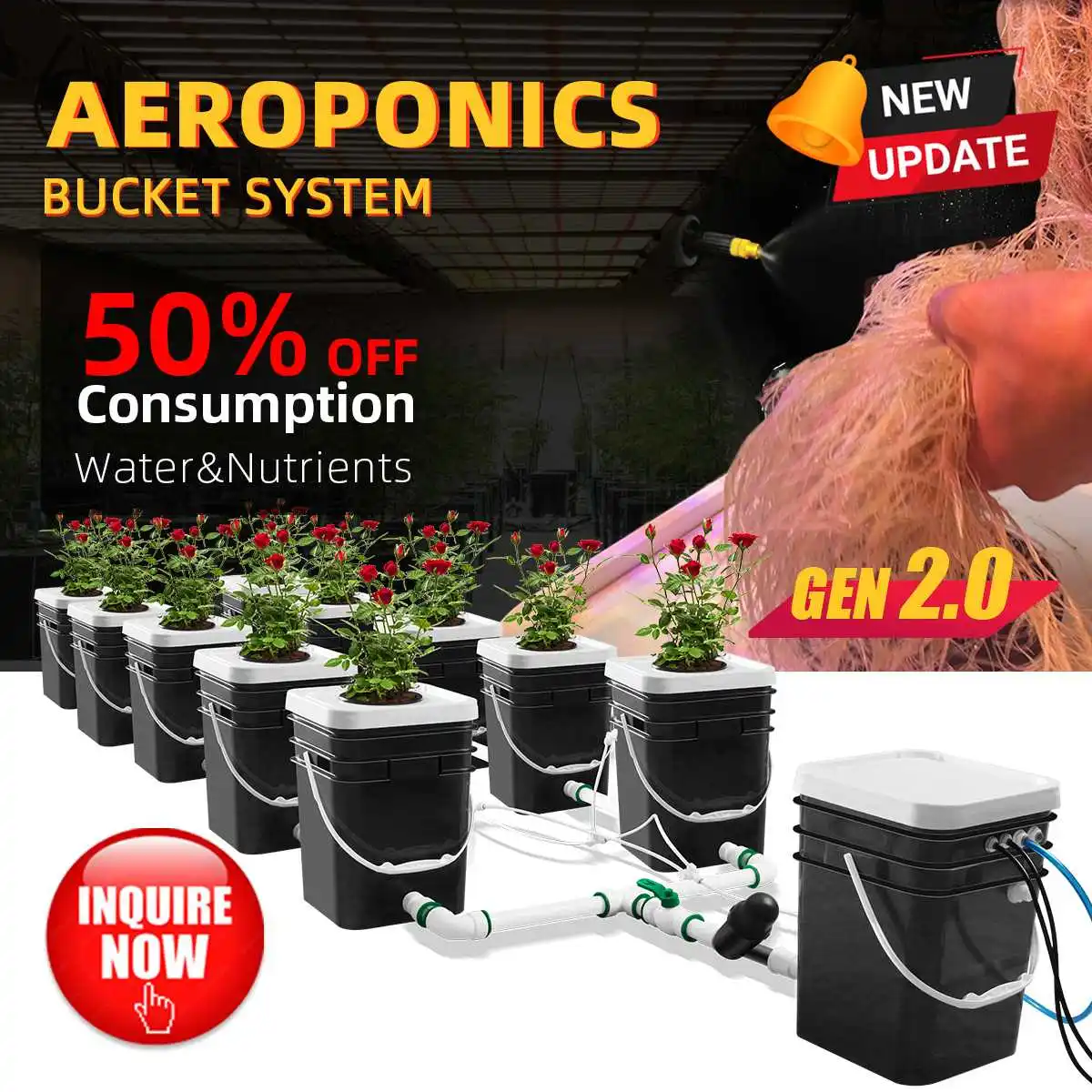 Bubble Buckets Hydroponics Systems Deep Water Culture Eight 20 Litre