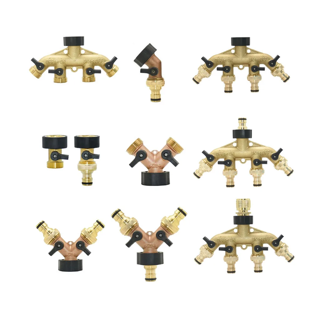 3-4-inch-Thread-Garden-Tap-2-4-Way-Brass-Hose-Splitter-Y-Type-Watering ...