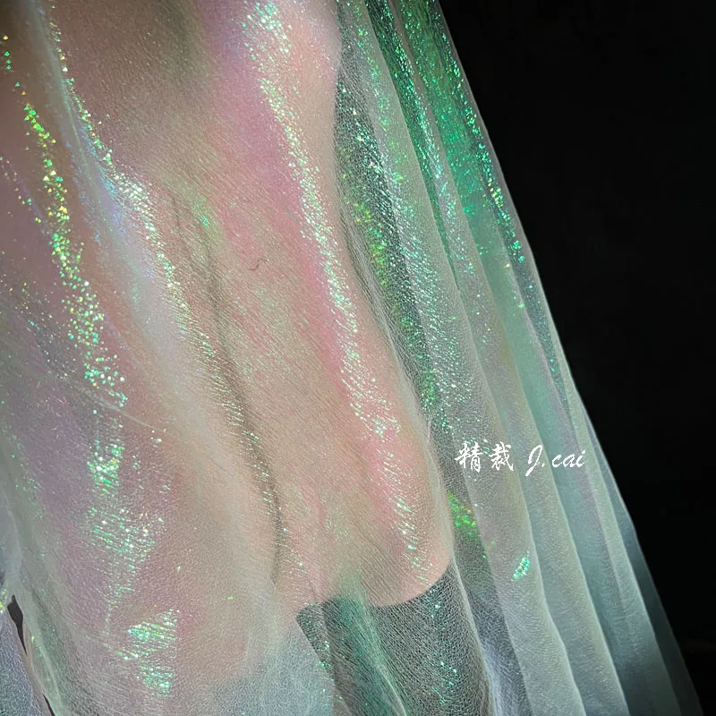 Elastic-Seven-Color-Laser-Pleated-Gradient-Color-Illusion-Organza ...