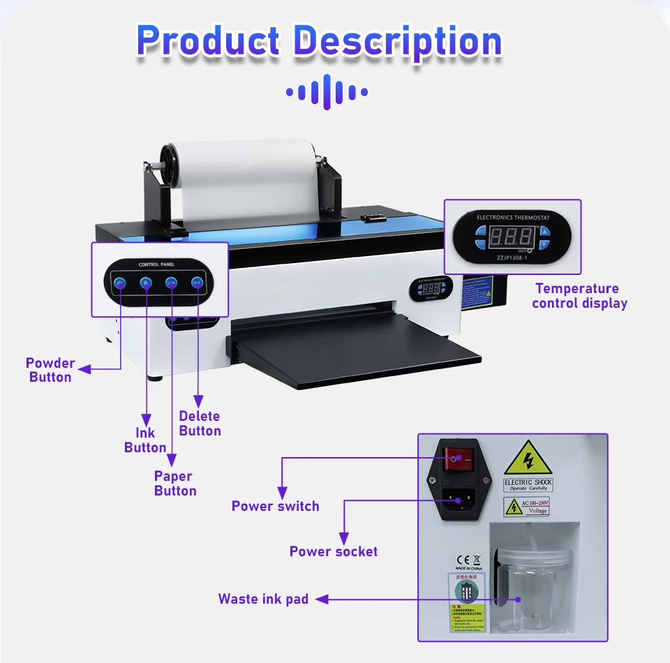 A3 DTF Printer R1390 DTF Impresora with Roll Feeder DTF Transfer Printer T shirt Printing ...