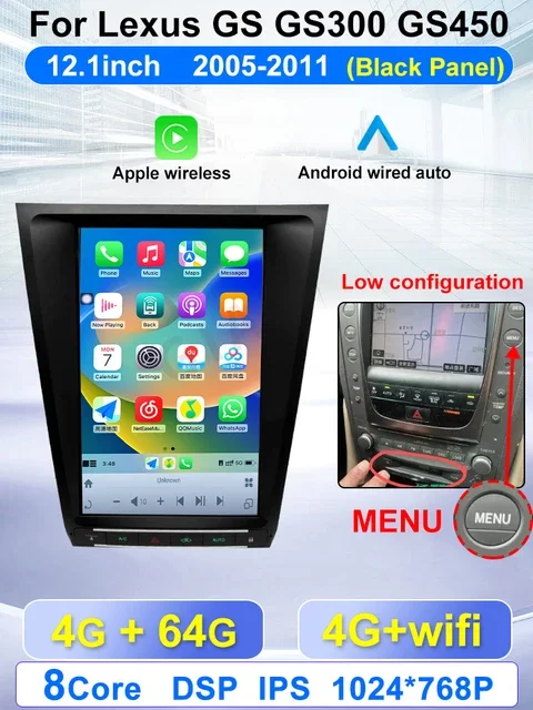 8+256GB Android Stereo Receiver For Lexus GS GS300 GS350 1999 2000 ...