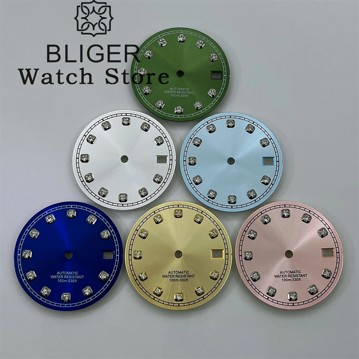 BLIGER 29mm Watch Dial Sunburst Black Green Blue Pink Silver Sky blue ...