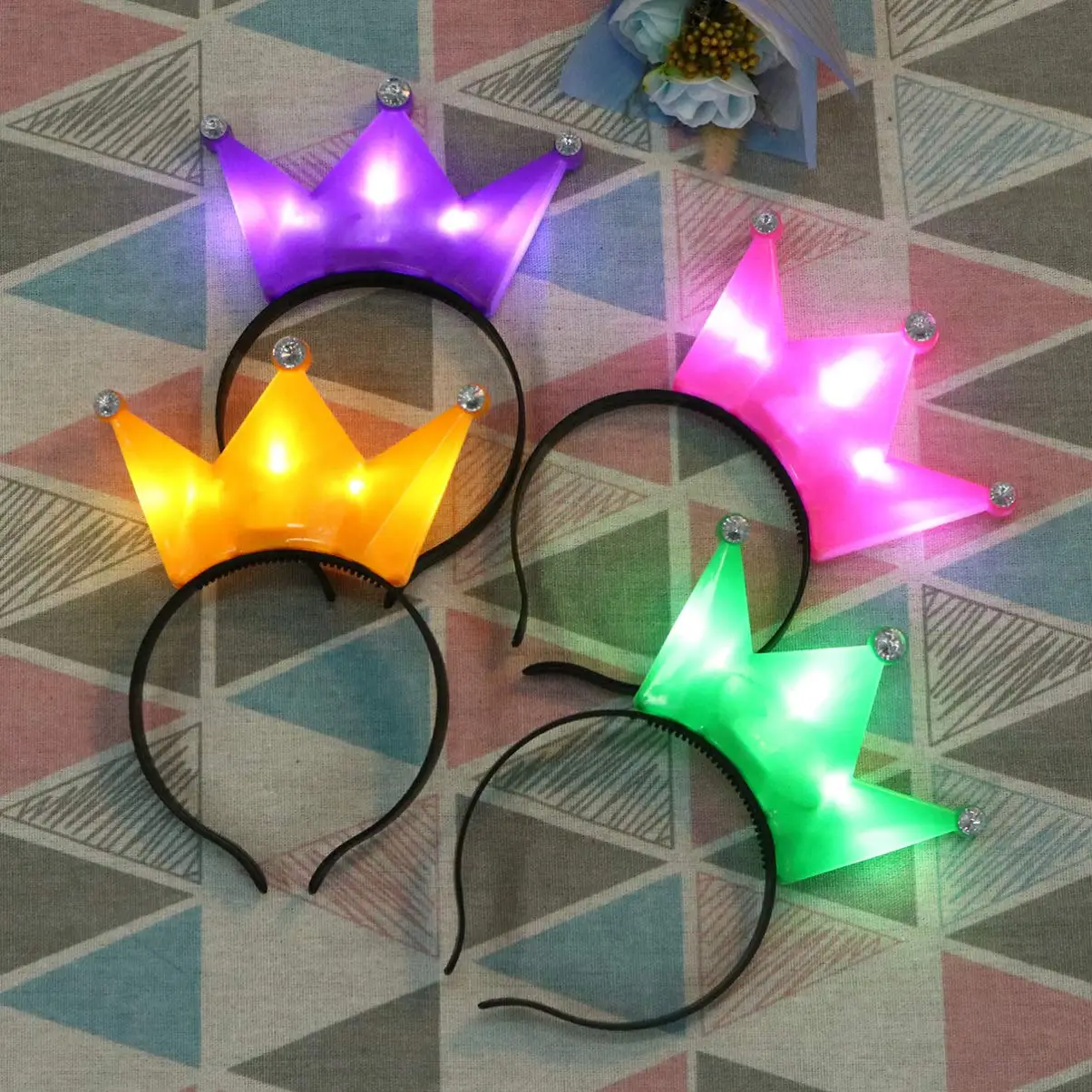 10pcs-LED-Light-Up-Crown-Headband-LED-Flashing-Crown-Glow-Headband ...