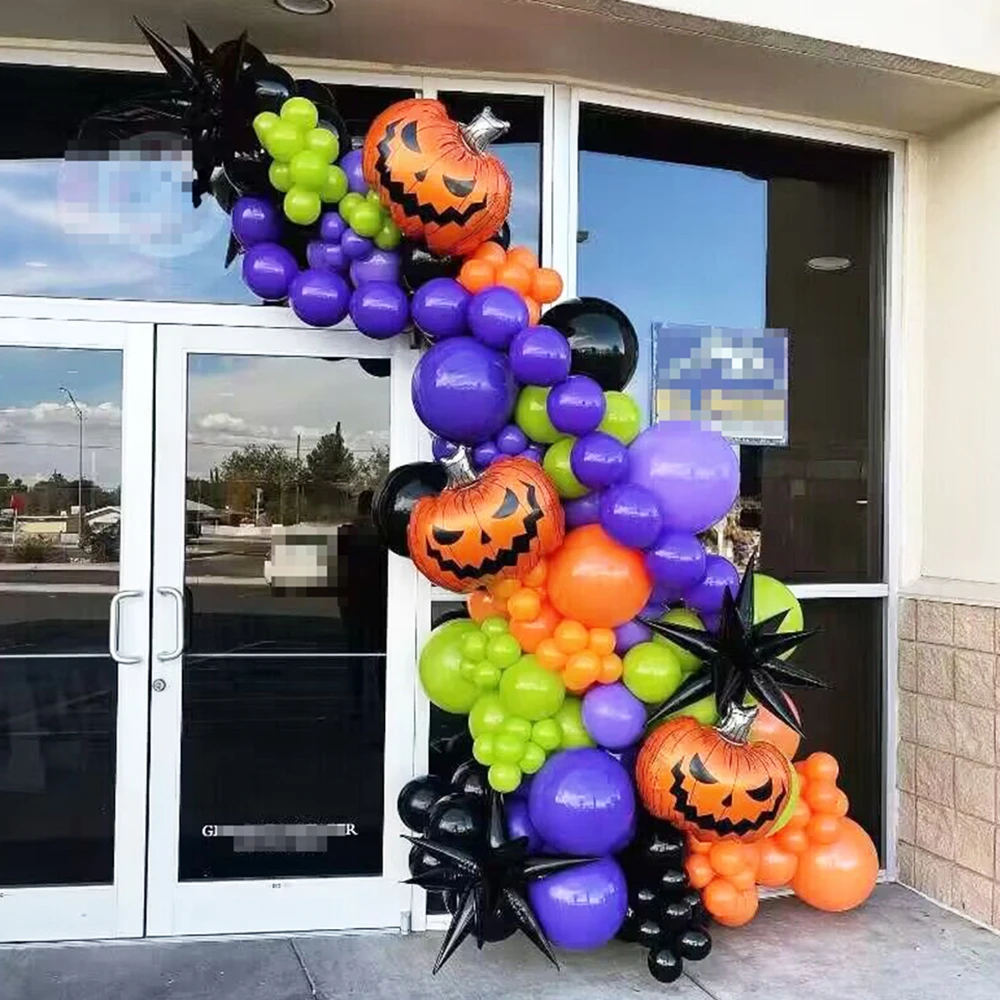 119Pcs Halloween Balloons Arch Garland Kit Pumpkin Foil Explosive Star ...