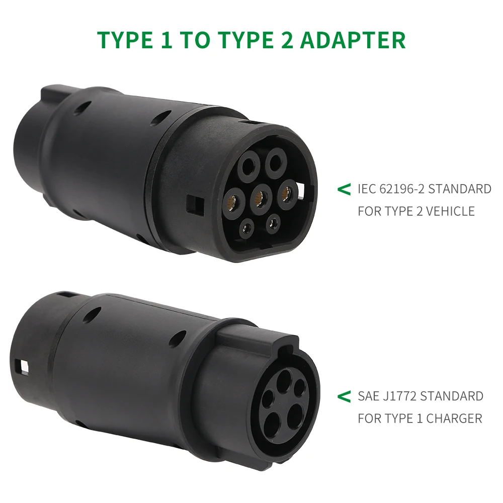 TYPE 1 to TYPE 2 Plug Adapter 16A 32A Convertor Connector EVSE for ...
