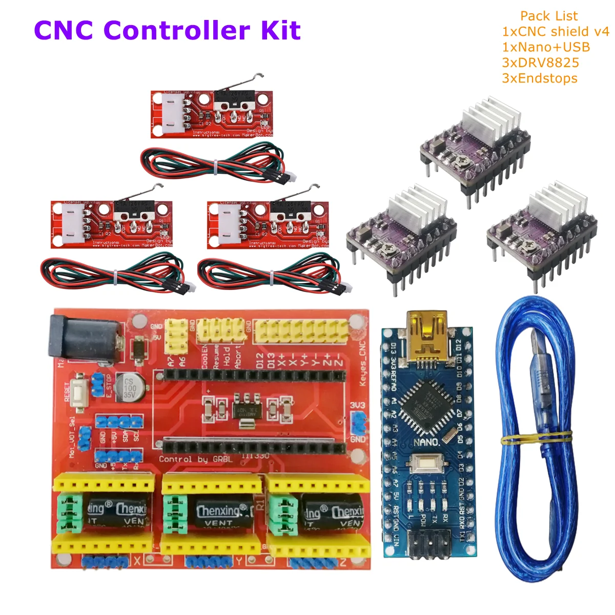 cnc shield V4 expansion card grbl control board arduino Nano V3 TMC2209 ...