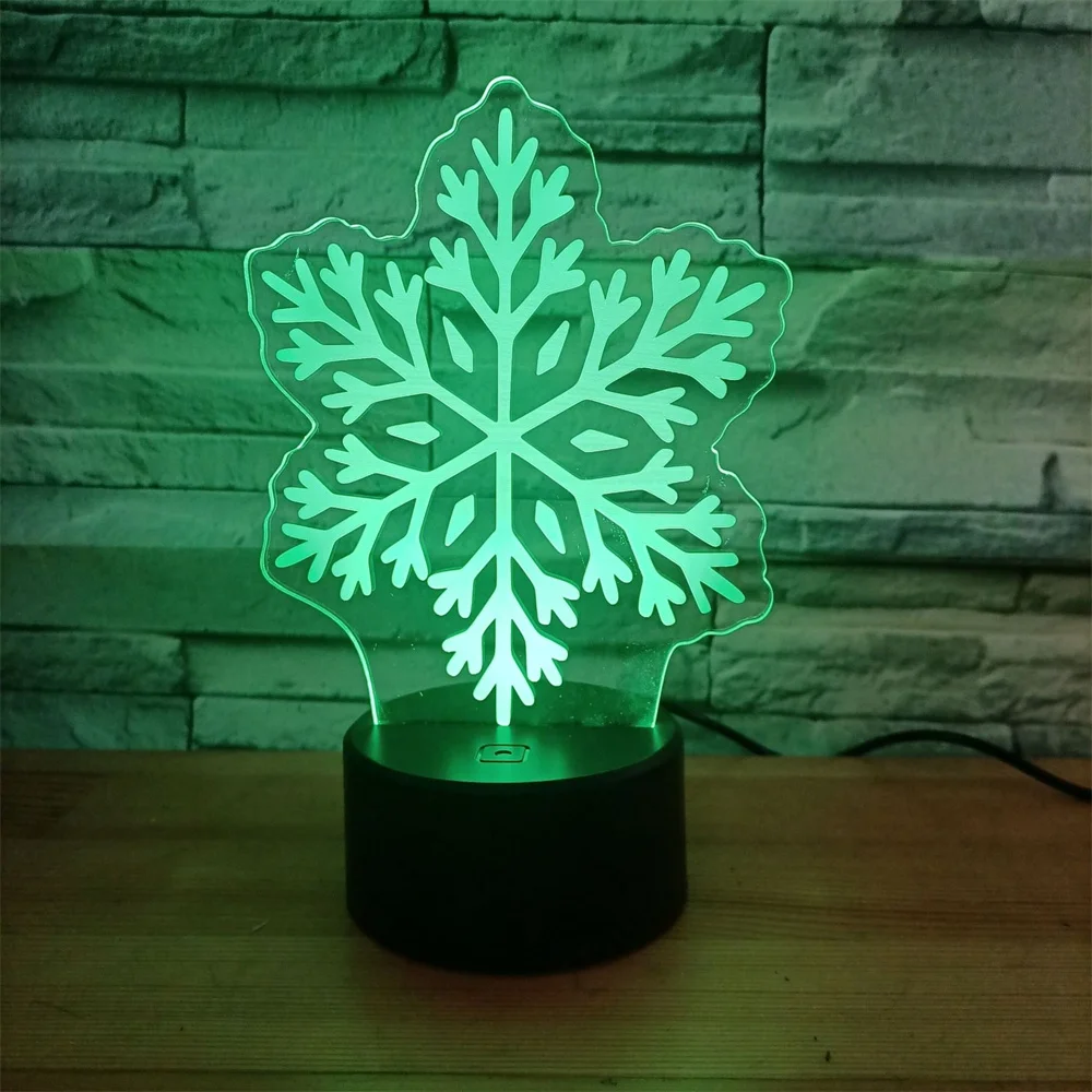 Snowflake 3D Lamp Optical Illusion Night Light 7/16 Color Changing ...