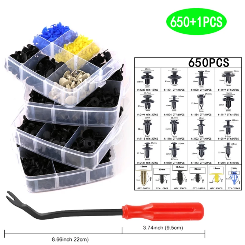 100/650Pcs Auto Fastener Clip Plastic Clips Fasten Bumper Door Trim ...