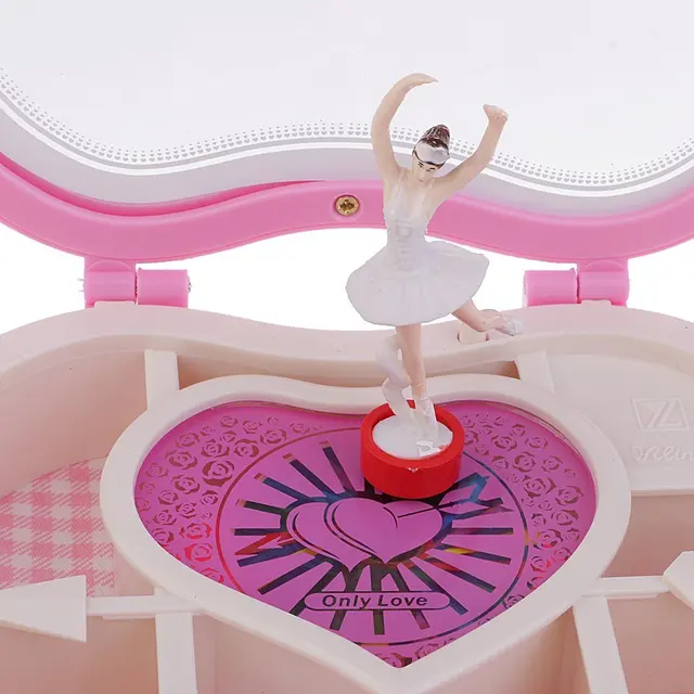 Heart Shape Dancing Ballerina Music Box PLastic Jewellery Box Carousel ...