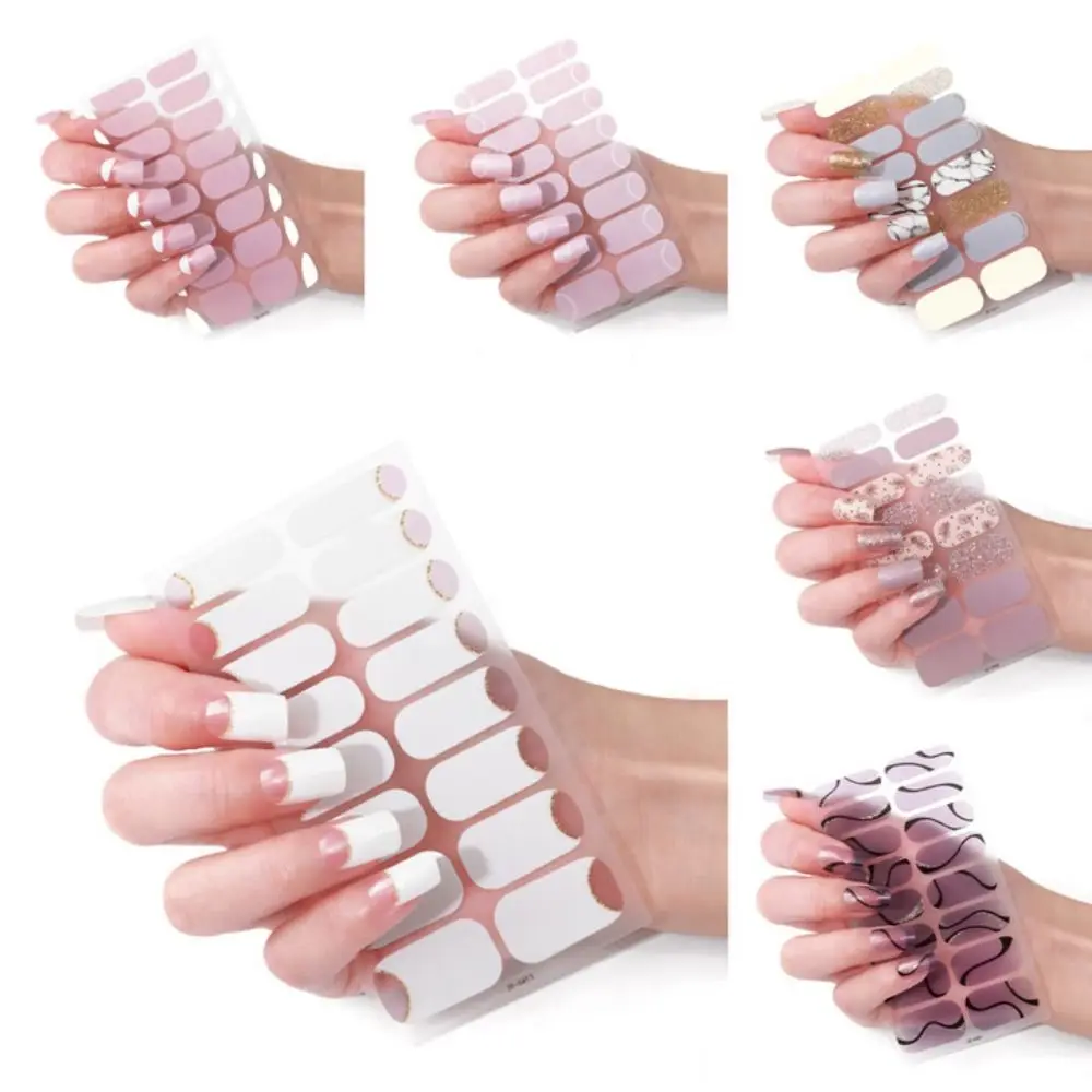 1-Sheet-French-Nail-Patch-Shiny-Pink-Nail-Stickers-Self-Adhesive-Nail ...