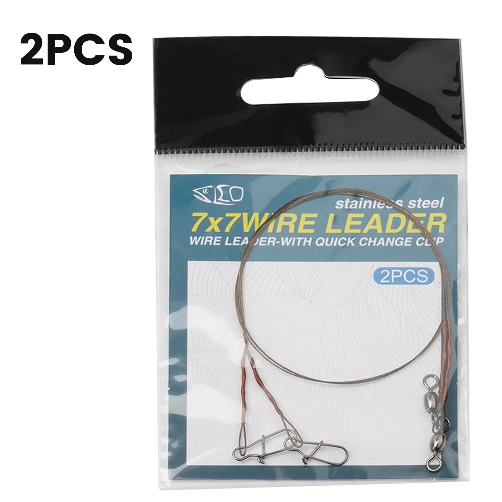2pcs-Fishing-Line-Steel-Wire-Leader-Snap-Rolling-Swivel-Wire-Leadcore ...