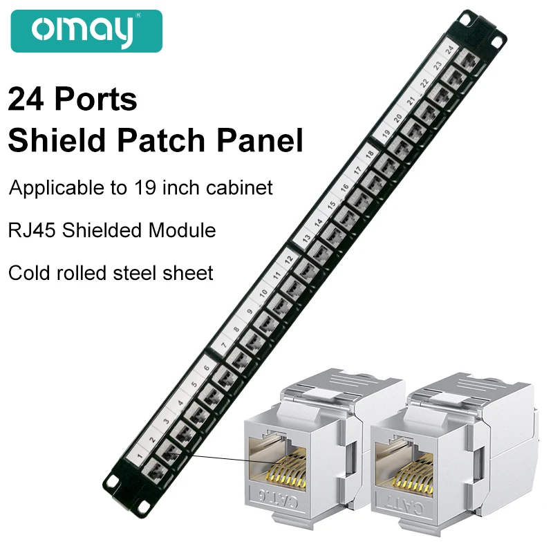 1U-19-Inch-RJ45-Shielded-Module-24-Port-Patch-Panel-Rackmount-Wall ...