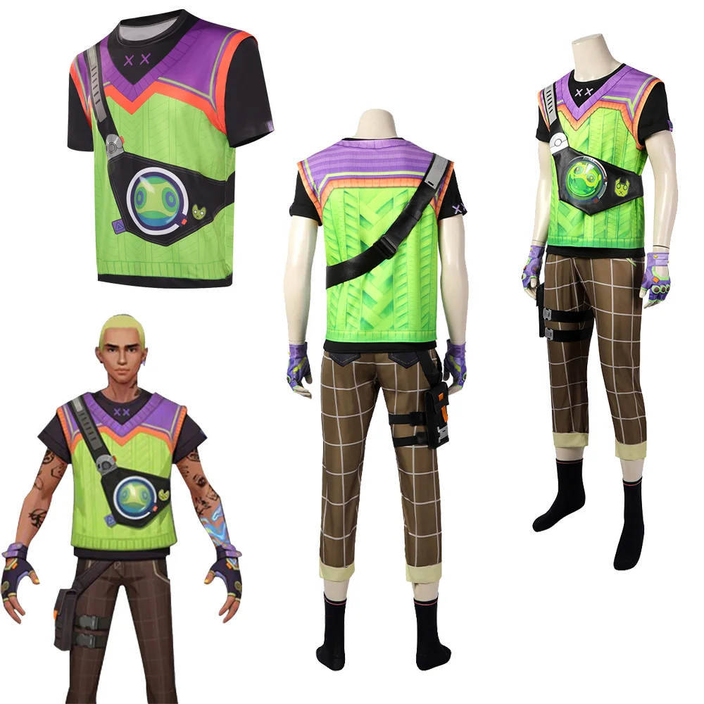 Valorant-GEKKO-Cosplay-Costume-T-shirt-Vest-Pants-Short-Sleeve-Shirt ...