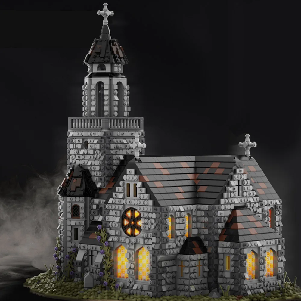 MOC-Medieval-Cathedral-Modular-Church-Architecture-Building-Block-Retro ...