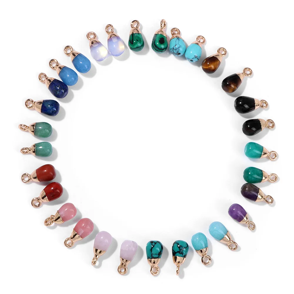 Waterdrop Shape Pendant Natural Stone Charm Quartz Amethysts Agates ...