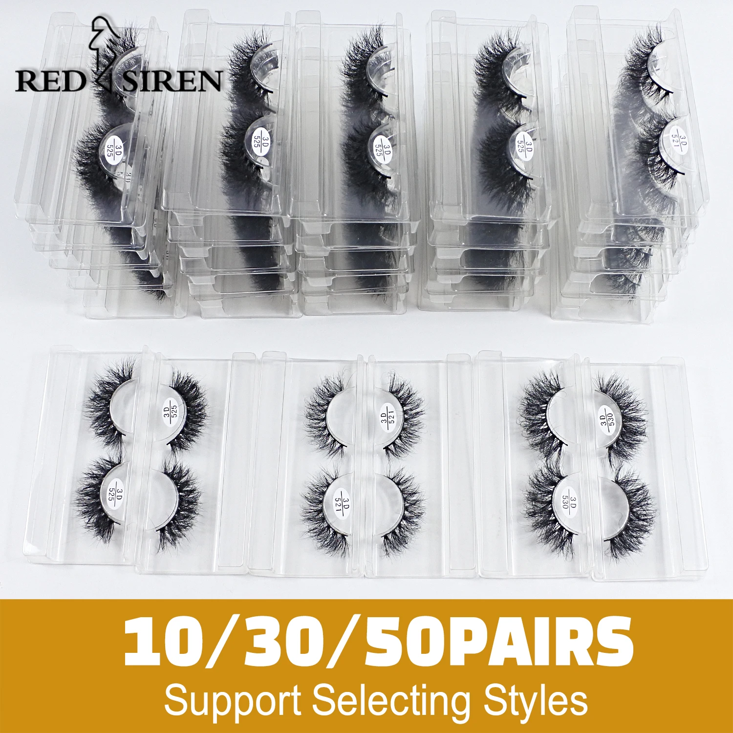 RED SIREN False Eyelashes Bulk 5/30/50 Pairs Handmade Soft Fluffy Mink ...