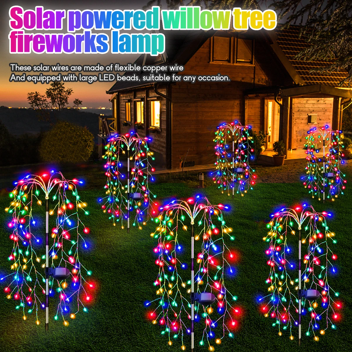 1 Pack Solar Firework Light Outdoor Waterproof Willow Tree Firework ...