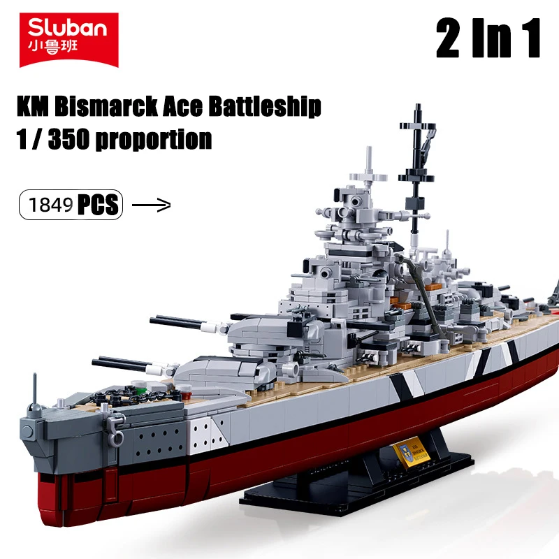 Sluban-WW2-militar-alem-n-KM-Bismarck-Ace-Battleship-modelo-de-bloques ...