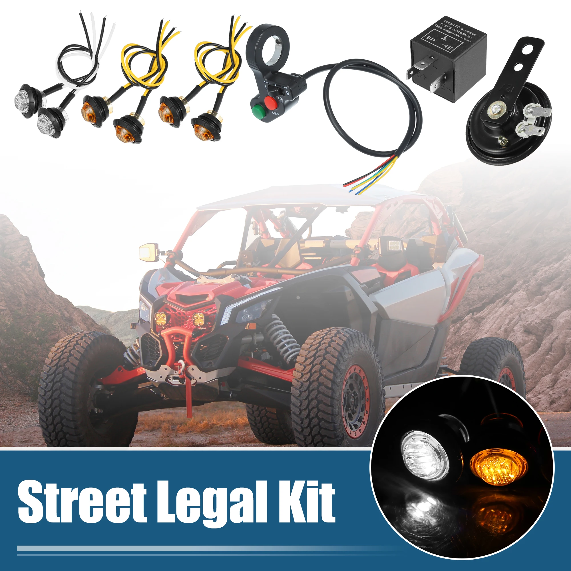 Motoforti ATV UTV Turn Signal Street Legal LED Light Kit with Horn Turn ...