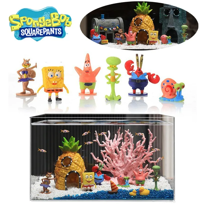 6-8Pcs-SpongeBob-Figures-Aquarium-Ornaments-Cute-Desktop-Toy-Model ...