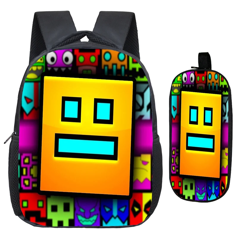 Geometry-Dash-Print-Backpack-2pcs-Set-Kids-School-Bags-Kindergarten ...