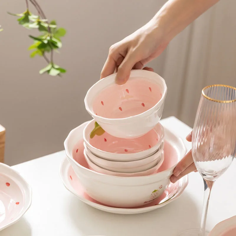 Complete Dinner Plates Set Simple Kawaii Dishes Trinket Cute Plate ...