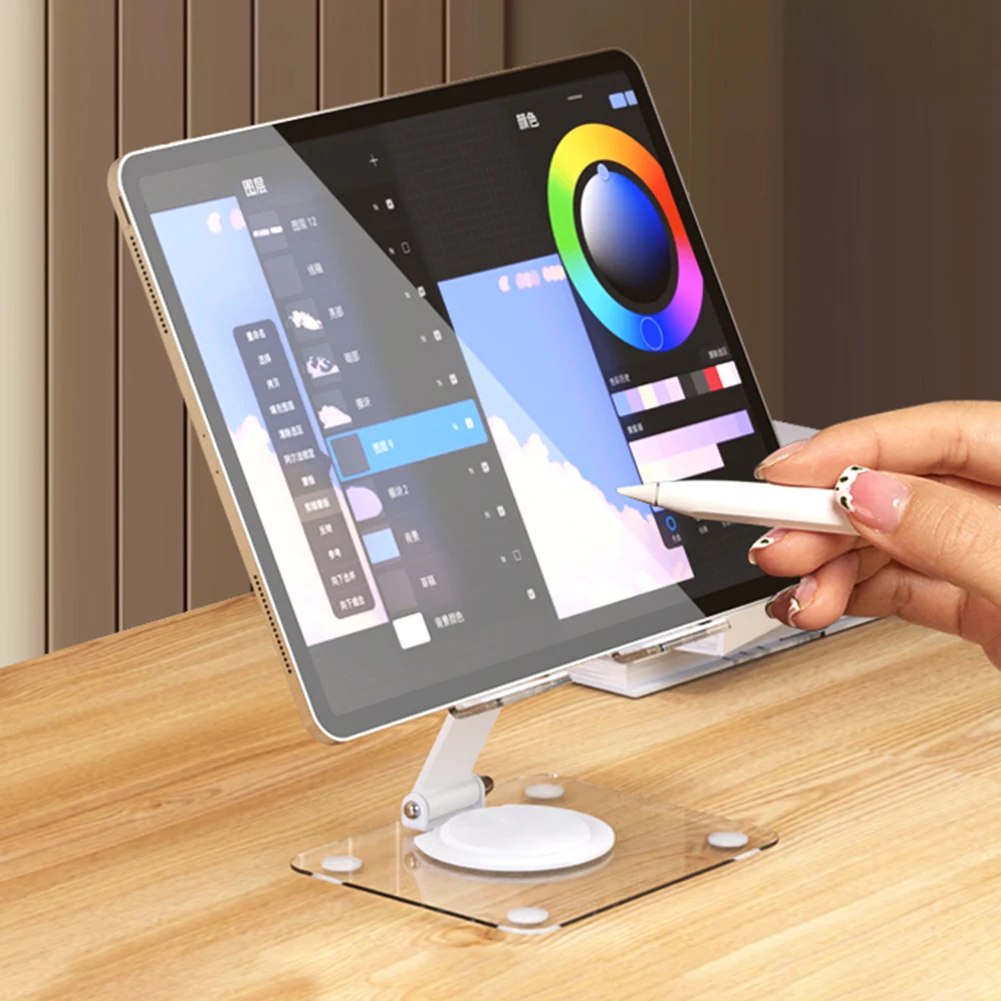 Acrylic Tablet Stand Holder with 360 Rotating Base Transparent Tablet ...