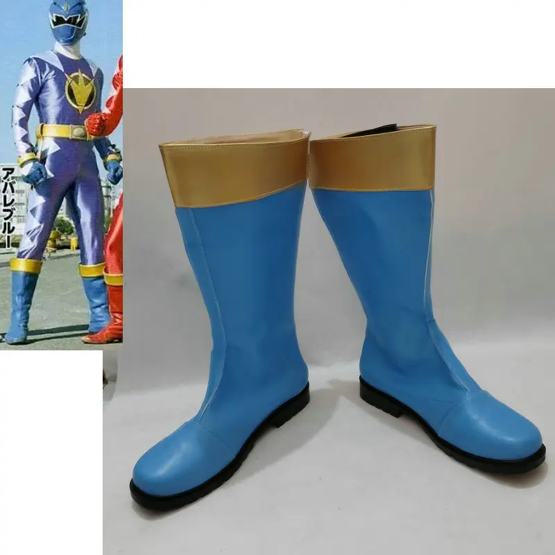In stock Bakuryuu Sentai Abaranger Cosplay Blue Boots Shoes
