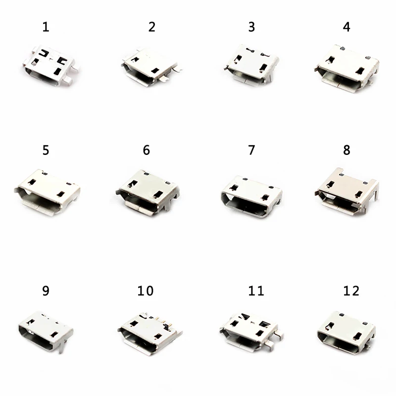 60 Pcs/set Micro Usb Connector 12 Models Socket Jack Usb Connectors Set ...