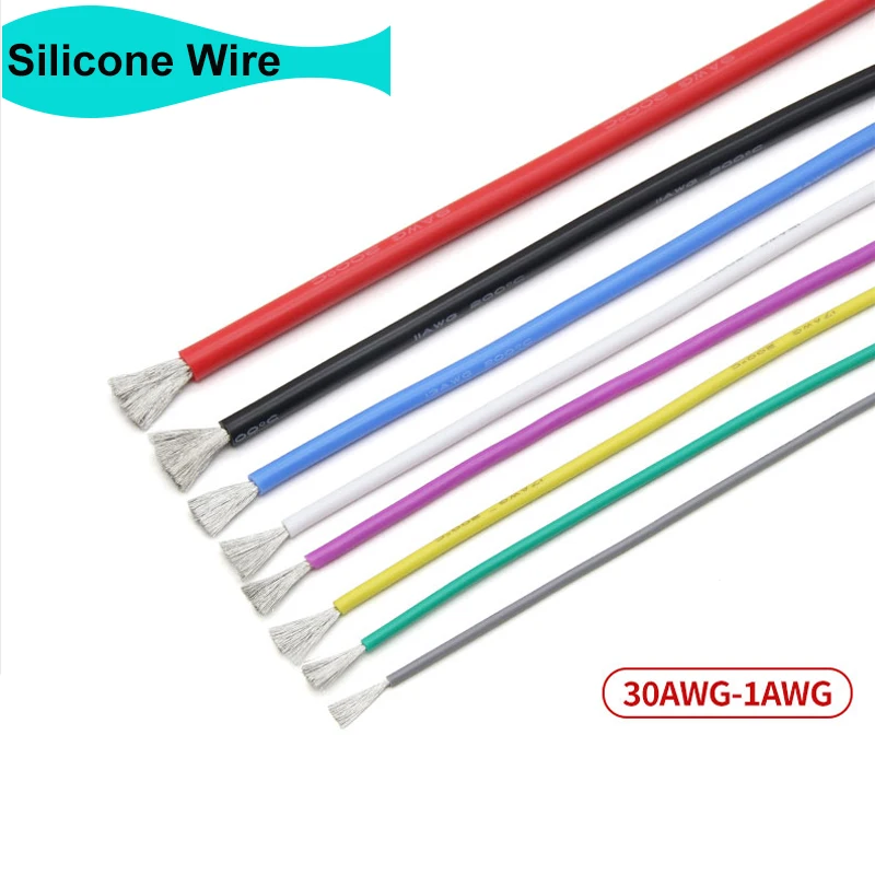 1/5/10m Soft Silicone Cable Car Battery Automotive Wiring 26 24 22 20 ...