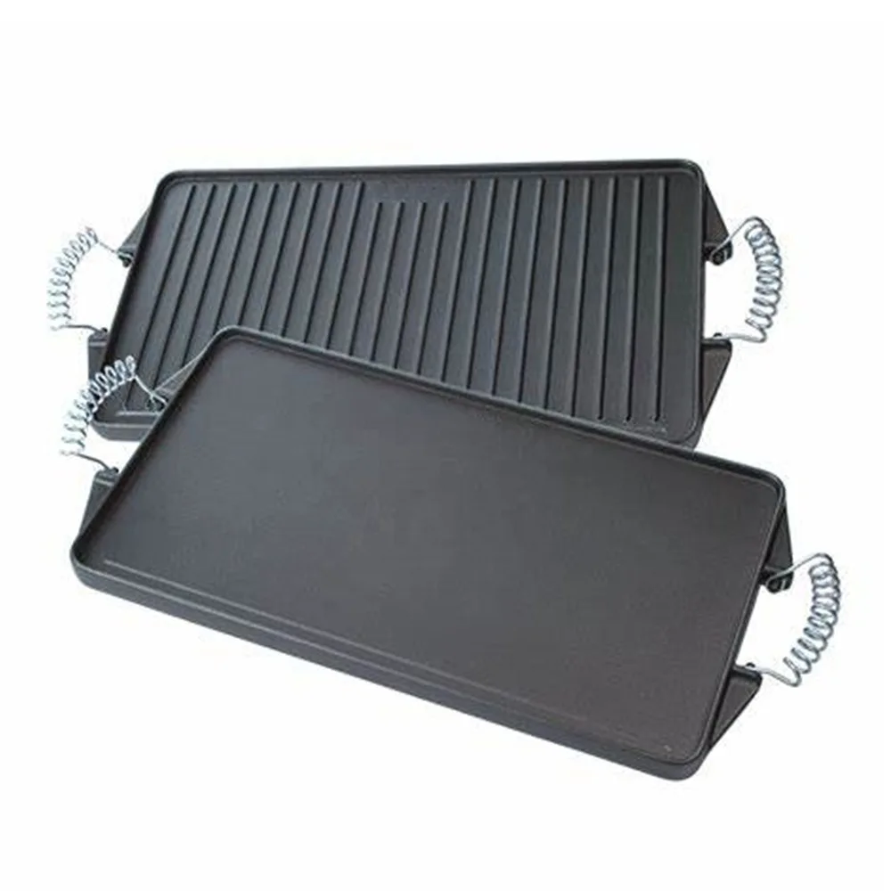 Spring-Handle-Rectangular-Stripe-Double-Sided-Barbecue-Plate-Outdoor ...