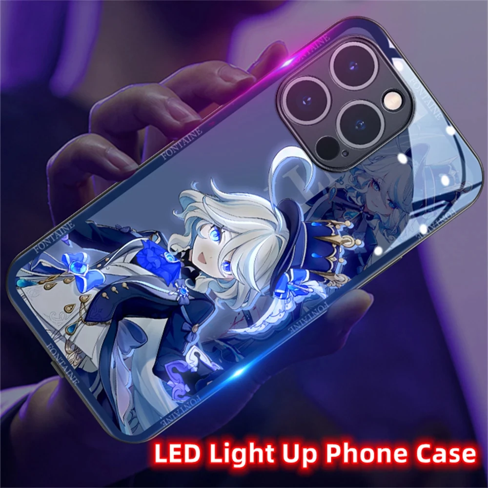 Hot-Game-Genshin-Pattern-LED-Light-Up-Glow-Luminous-Phone-Case-Back-For ...