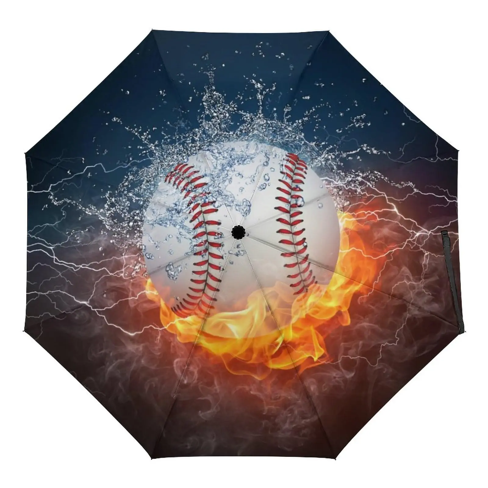 Fire and Water Baseball Windproof Travel Umbrellas Ball Game Sport ...