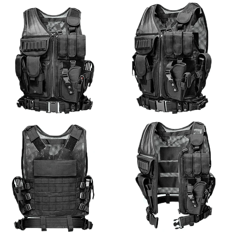 Tactical Vest Military Gun Holder Molle SWAT Police Airsoft Combat ...