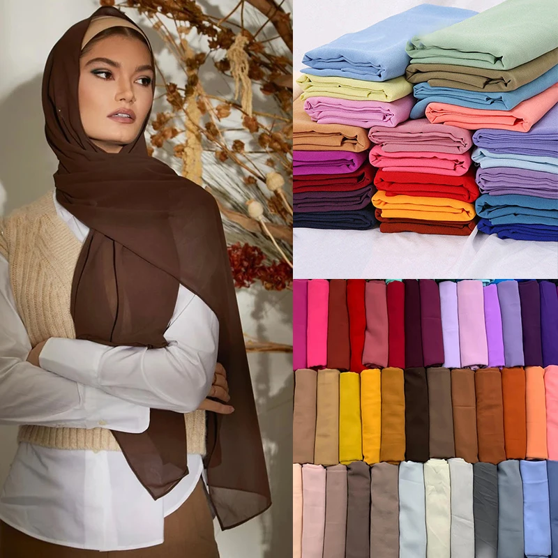 Fashion-Pearl-Chiffon-Hijab-Shawls-Of-Muslim-Women-Solid-Color-Head ...