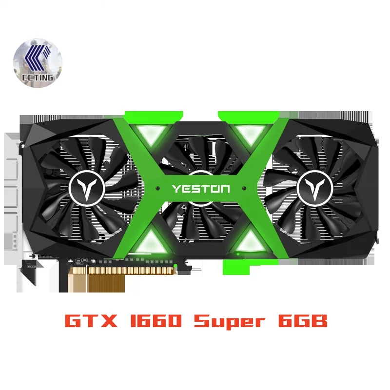 Yeston GeForce GTX 1660 SUPER 6GB GPU GDDR6 192 비트 게임용 데스크탑 컴퓨터 PC 비디오 그래픽 카드, PCI E X16 3.0 지원 ...