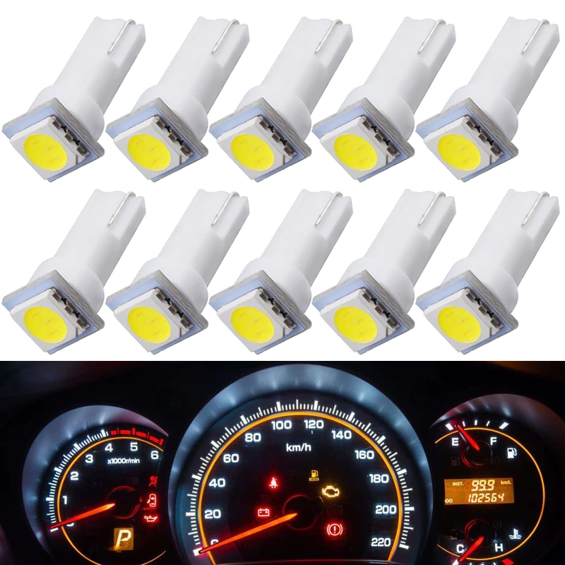 10x T5 Car Led Signal Bulb Interior Dashboard Warning Indicator Light ...