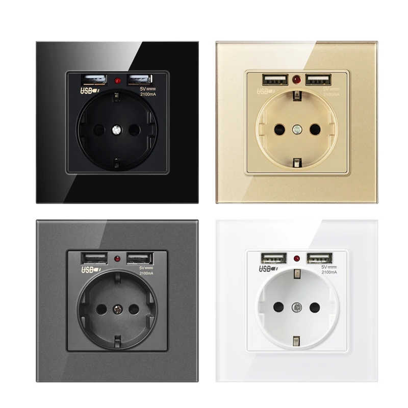 European-Wall-Electric-Sockets-Outlet-EU-Power-Socket-With-USB-Charging ...