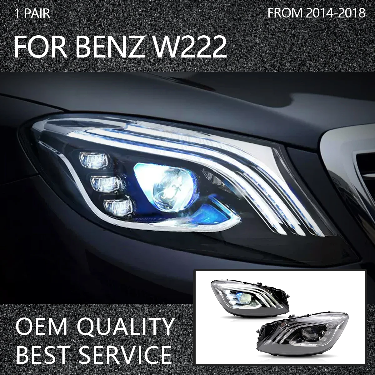 LED Headlights Assembly For Mercedes Benz S-Class S Class W222 2018 ...