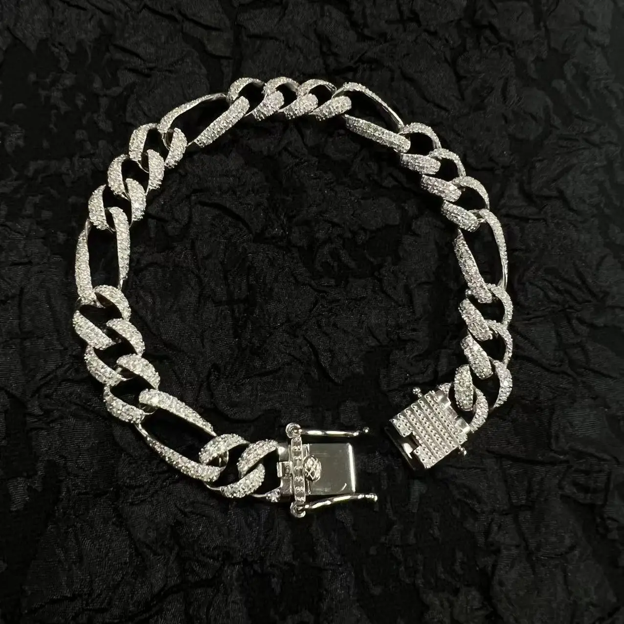 S925-silver-street-rap-shine-full-of-diamonds-Cuban-bracelet-ins-men ...