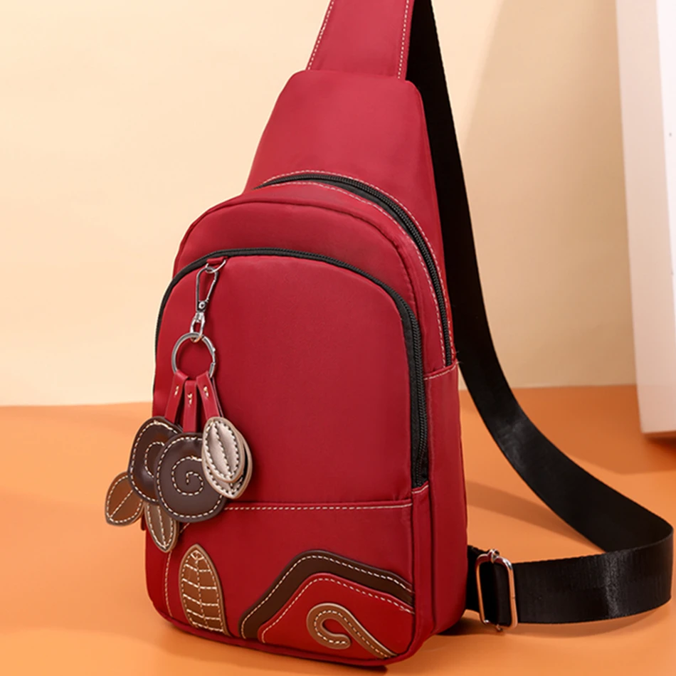 Nylon-Waterproof-Chest-Bag-Designer-Women-Leaf-Tassel-Shoulder ...