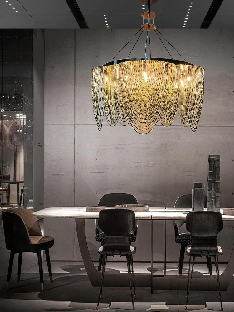 2026 Postmodern Designer Ceiling Chandelier Restaurant Lamp Chrome Gold ...