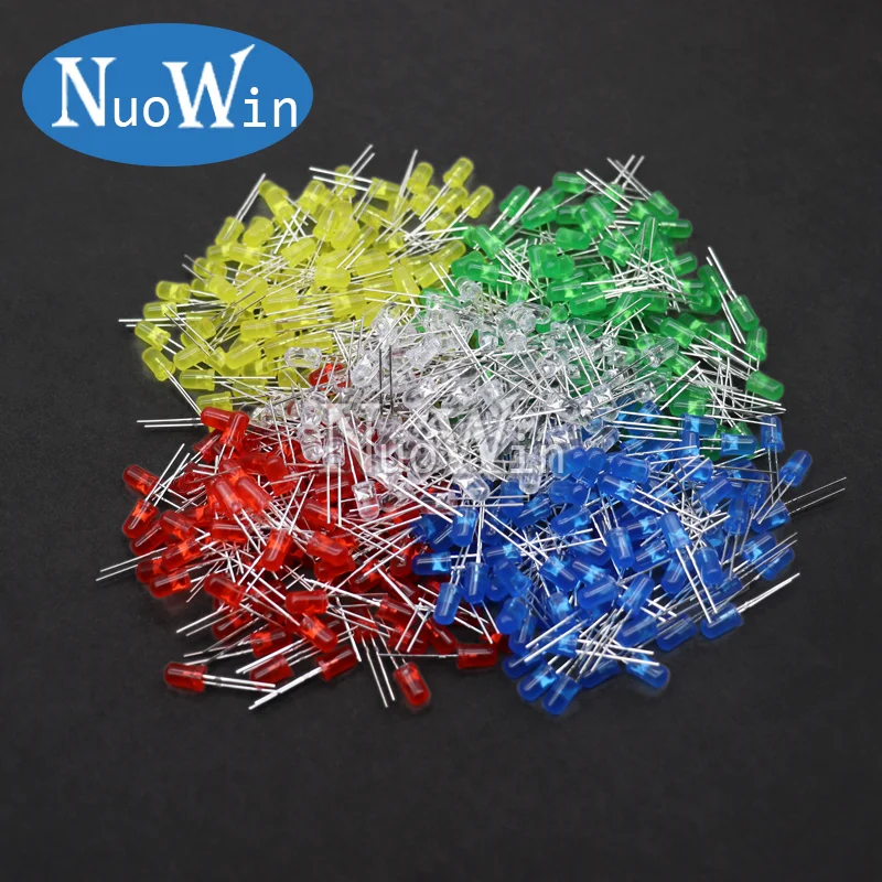 100pcs-5MM-LED-Diode-F5-Assorted-Kit-White-Green-Red-Blue-Yellow-Orange ...